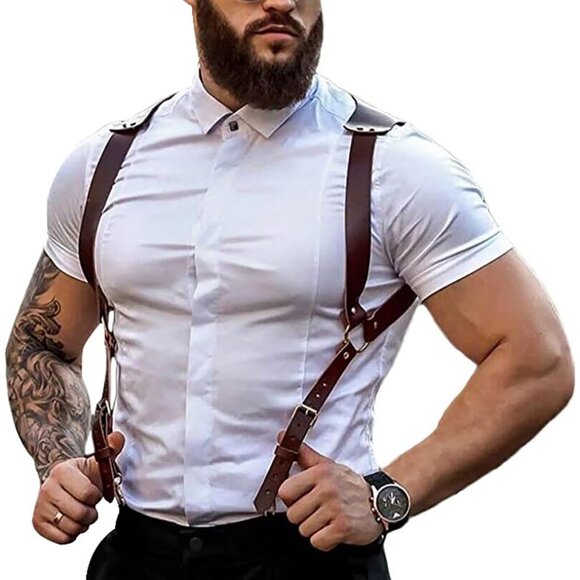 Accessories | Mens Leather Body Chest Harness Suspenders Adjustable ...